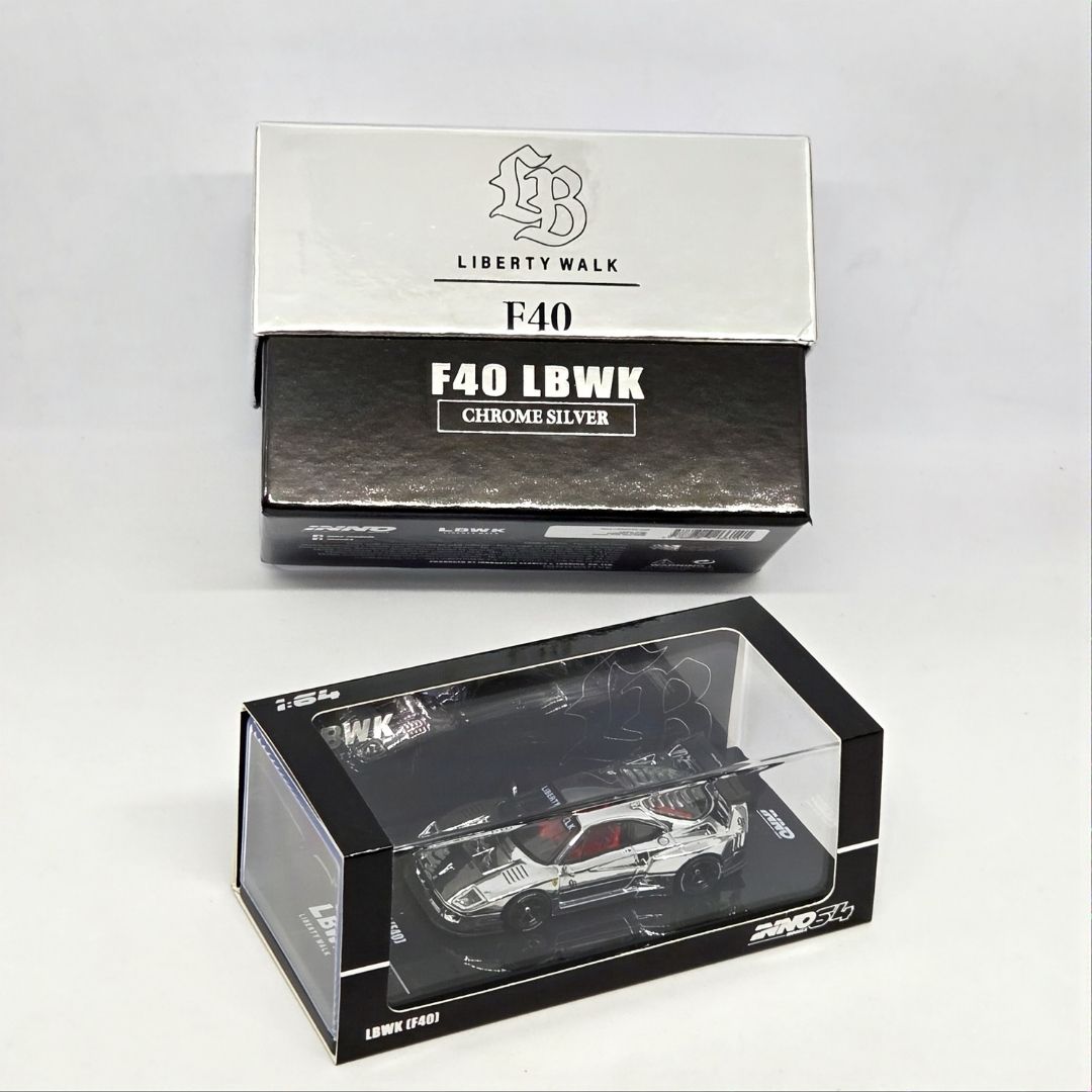 INNO64 LBWK Ferrari F40 – Chrome Silver – Gerson Wheels